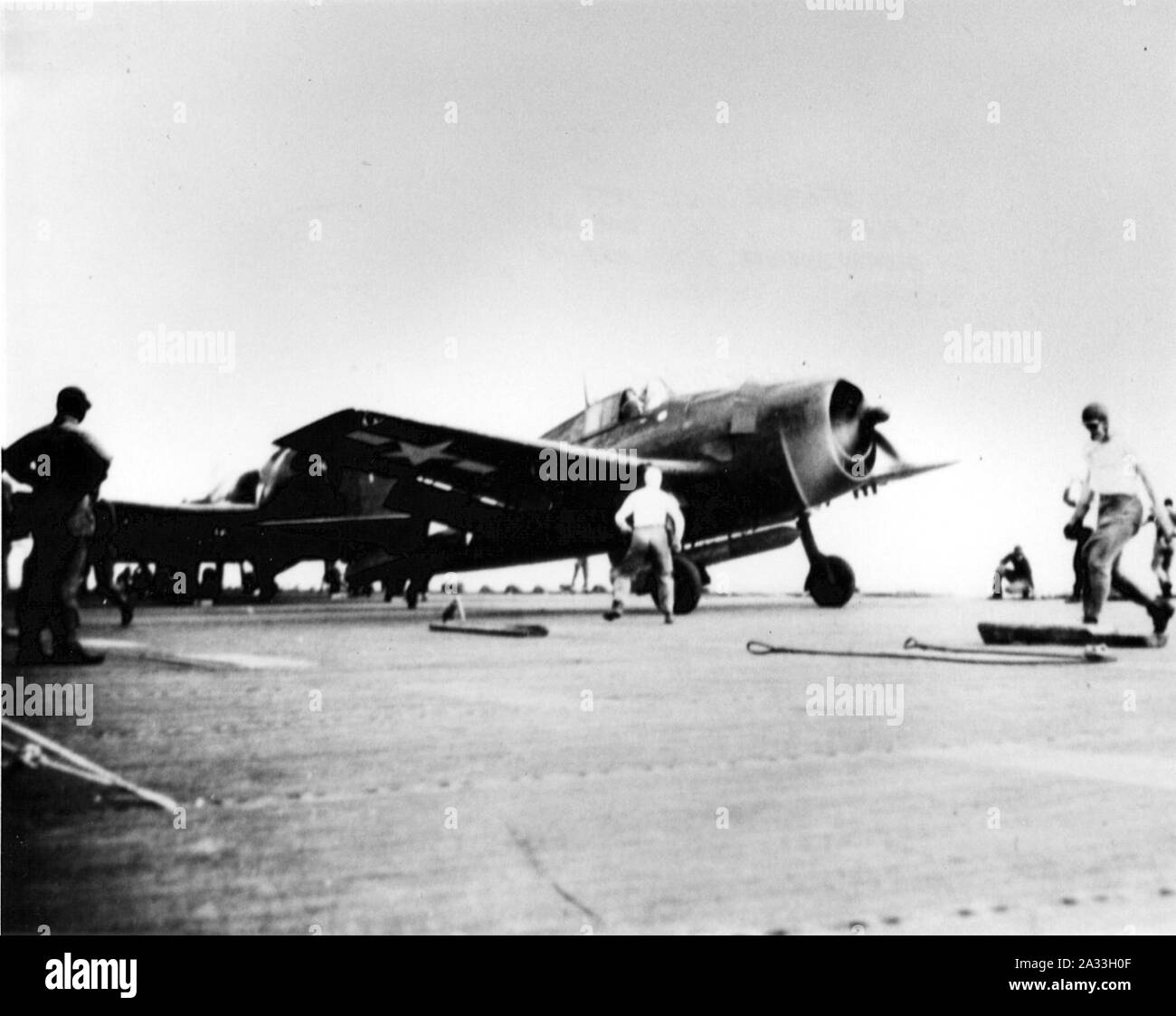 F6F-5 Hellcat of VMF-321 on USS Puget Sound (CVE-113) 1945 Stock Photo ...