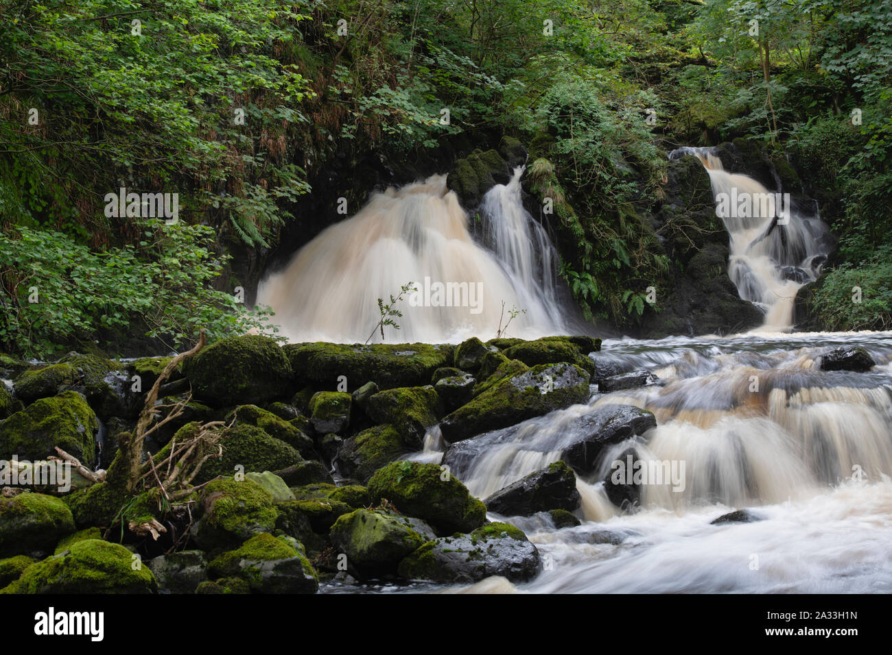 Waterfalls at Kirkconnel Linn, near Ringford, Dumfries & Galloway ...