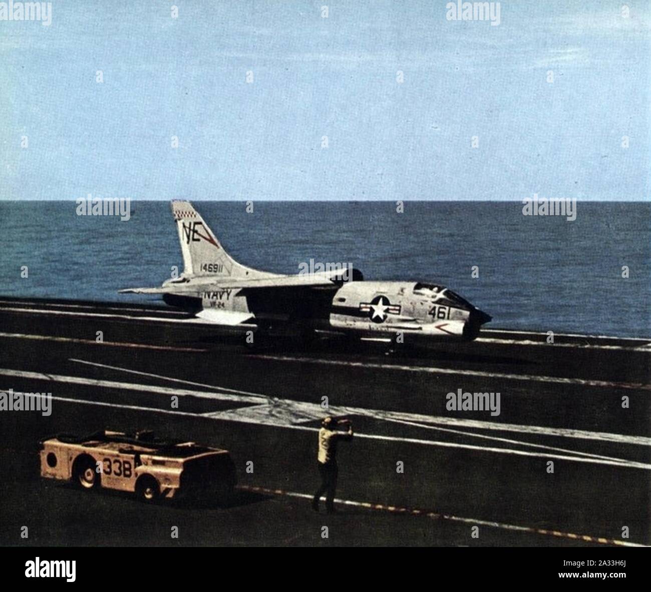 F-8C VF-24 after landing on USS Midway (CVA-41) c1964 Stock Photo - Alamy
