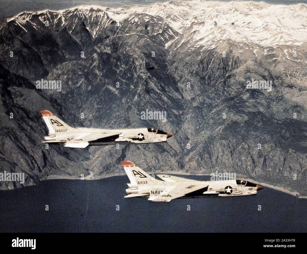 F-8C Crusaders VF-13 in flight c1968 Stock Photo - Alamy