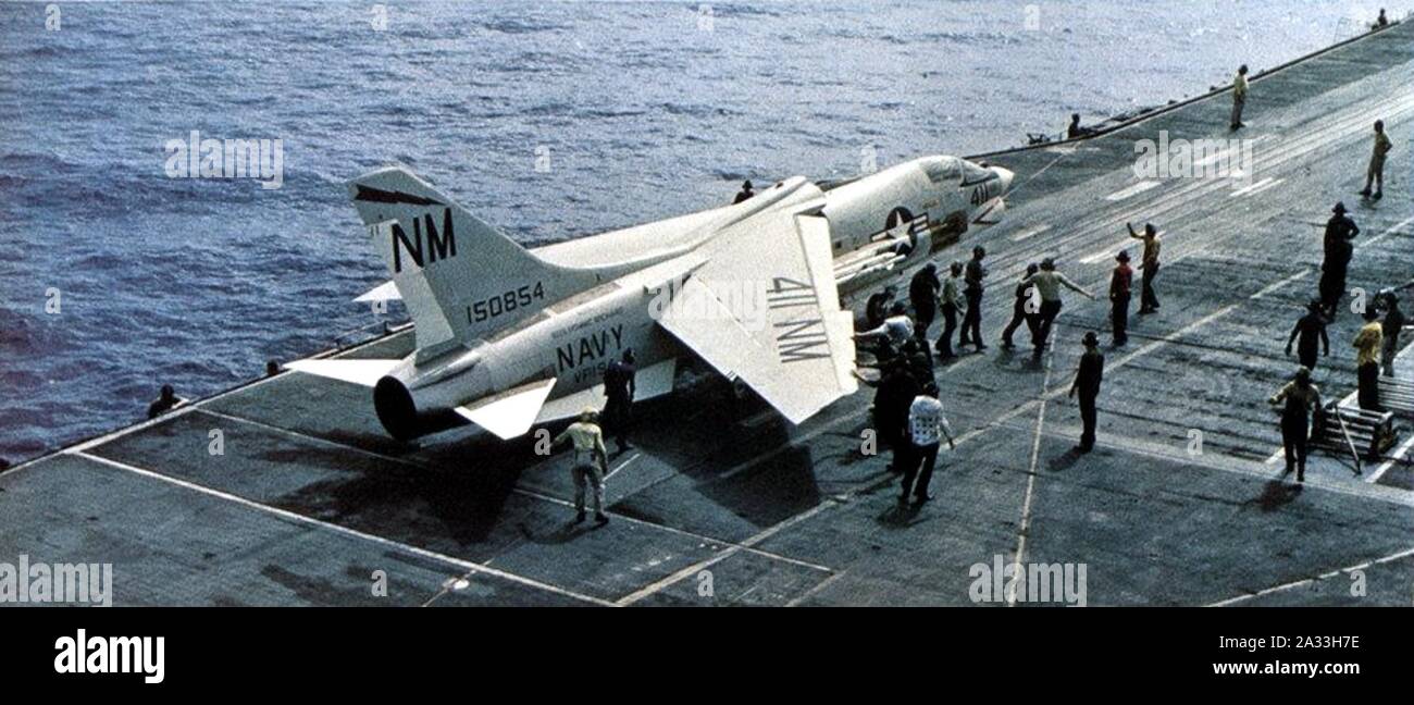 F-8E Crusader of VF-194 on catapult of USS Bon Homme Richard (CVA-31 ...