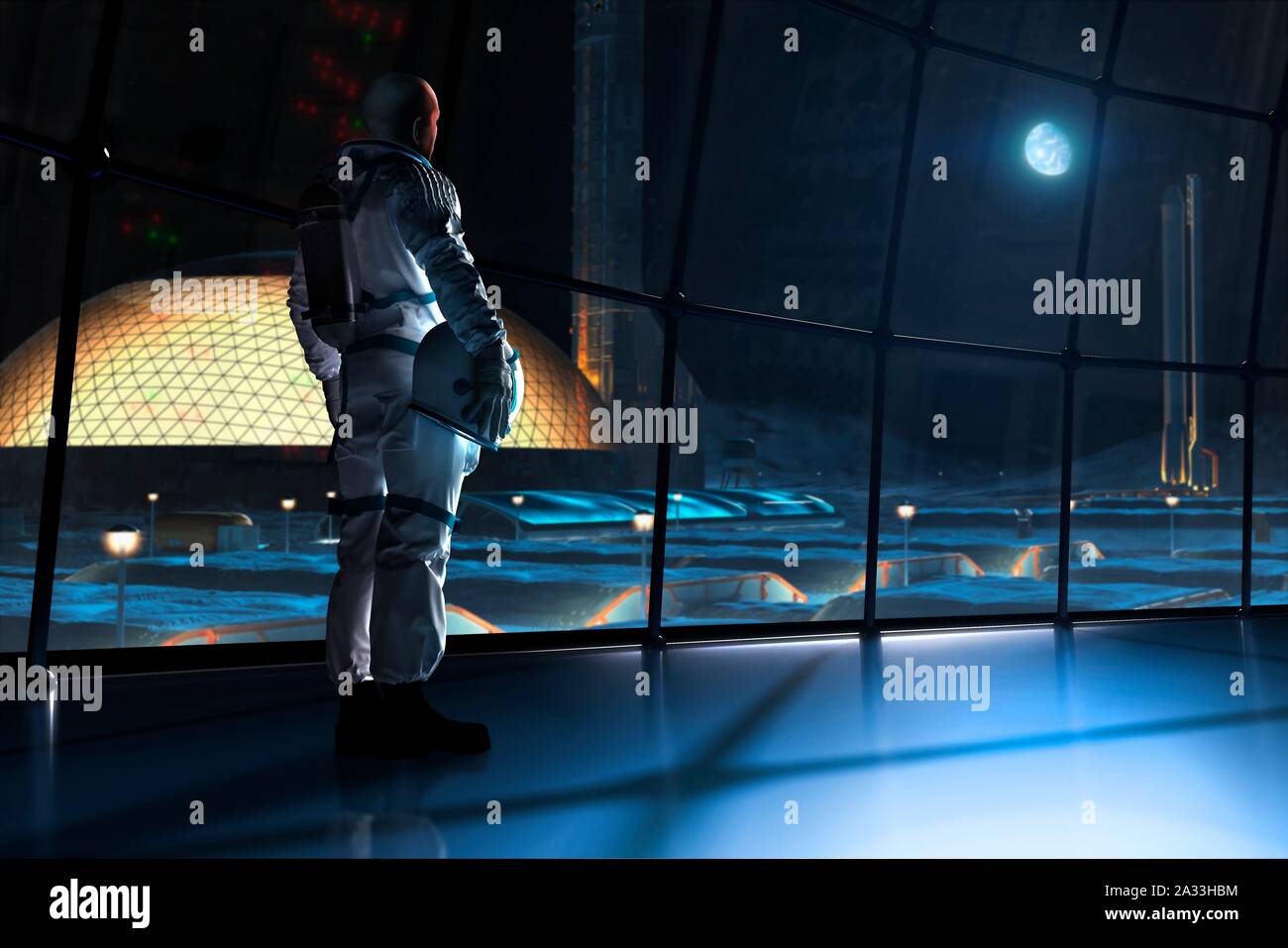 Future base on the Moon, illustration Stock Photo - Alamy