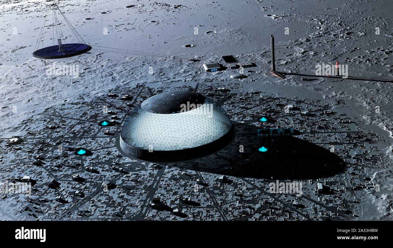 Future city on the Moon, illustration Stock Photo - Alamy