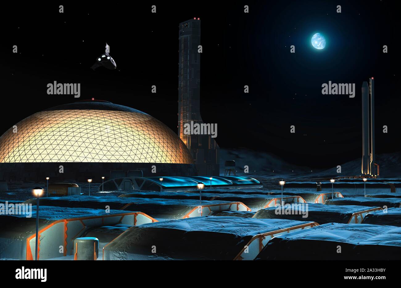 Future base on the Moon, illustration Stock Photo - Alamy