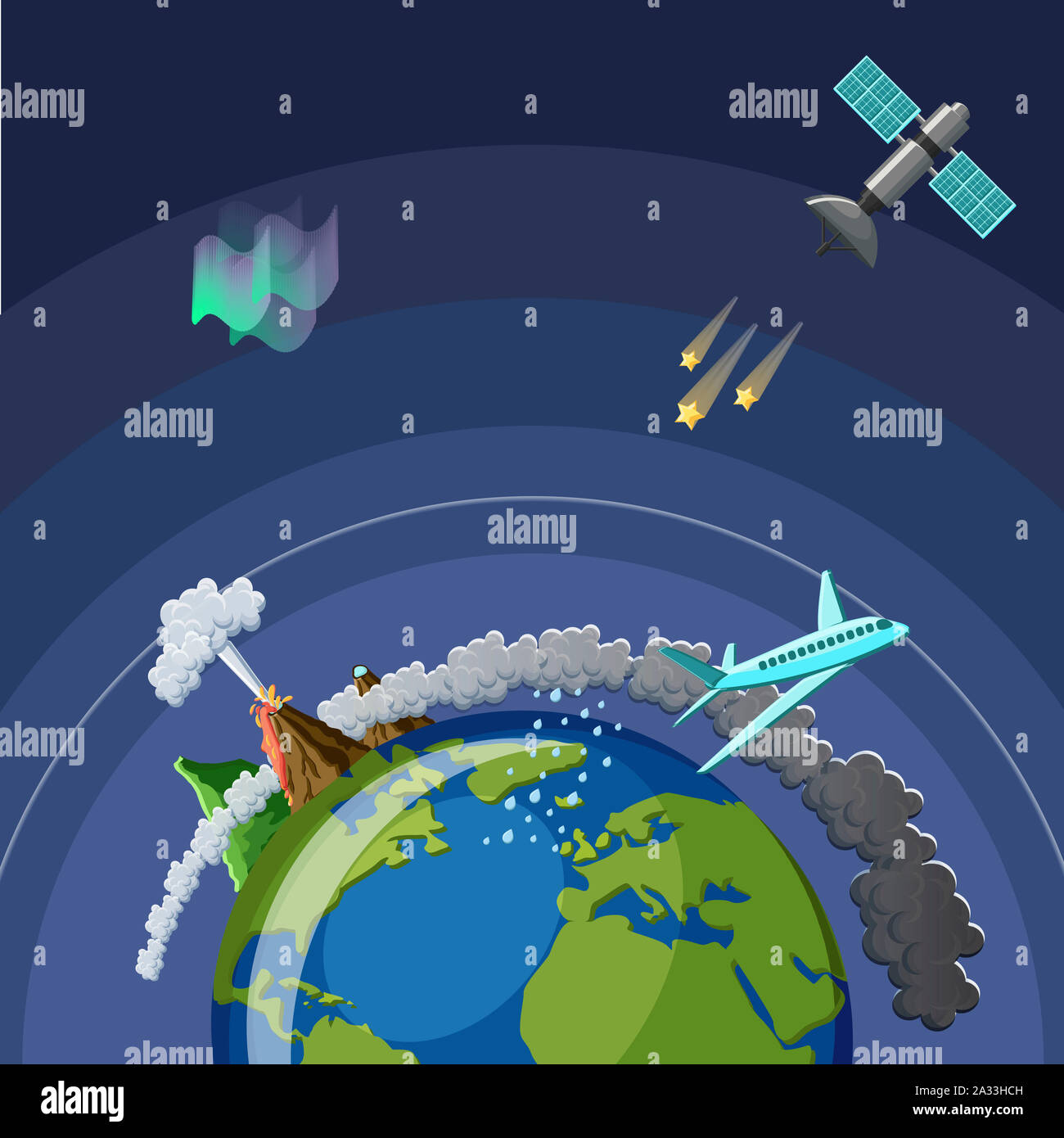 Layers of the atmosphere, conceptual illustration Stock Photo - Alamy