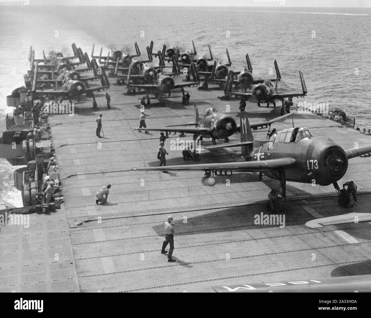 F8Fs TBM on USS Monterey CVL-26 Stock Photo - Alamy