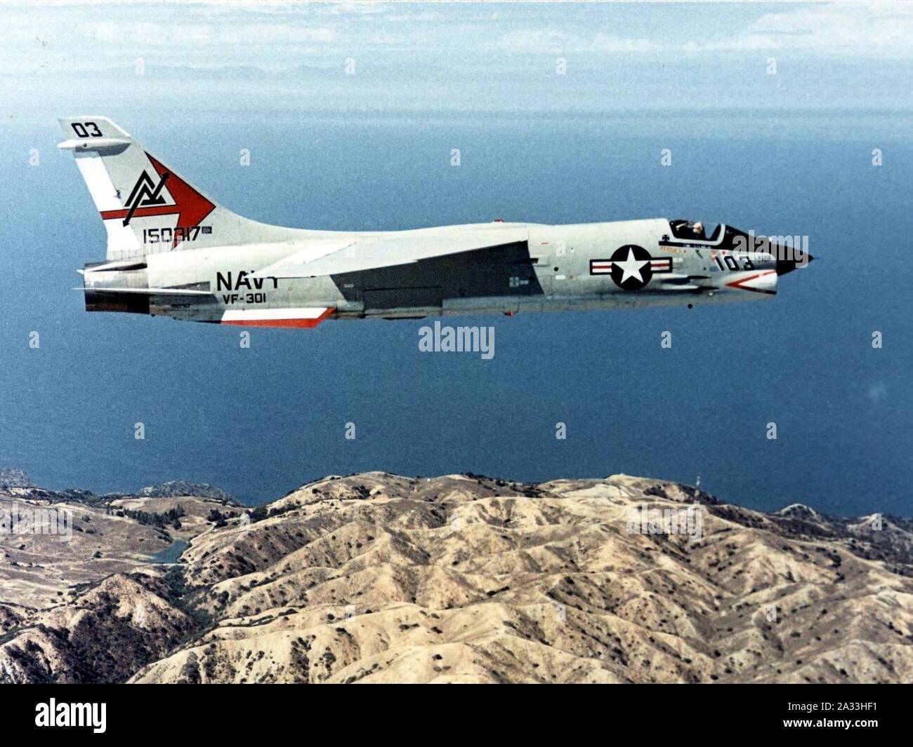 F-8J Crusader of VF-301 in flight in early 1970s Stock Photo - Alamy