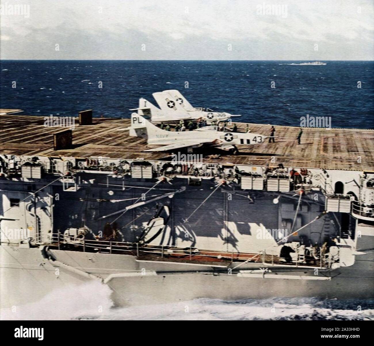 F9F Cougars of VFP-62 and VF-174 on USS Bennington (CVA-20) c1957 Stock ...