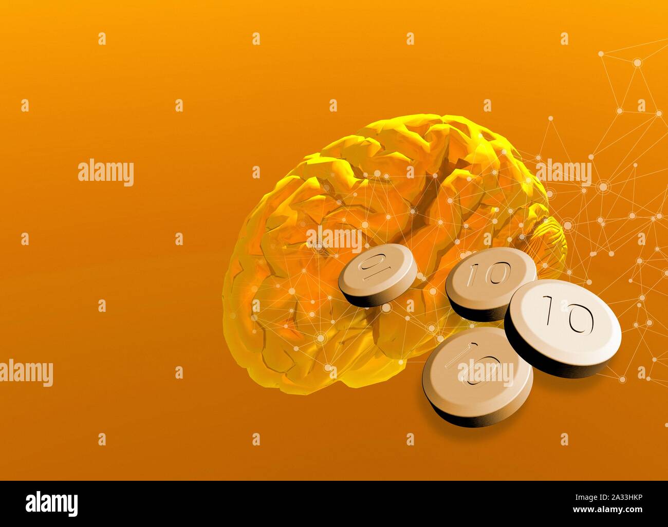 Brain and tablets, illustration Stock Photo - Alamy