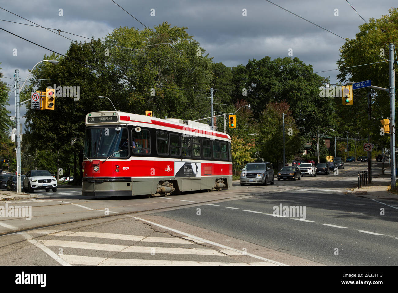 TTC toronto transit streetcar on college street urban transport high ...