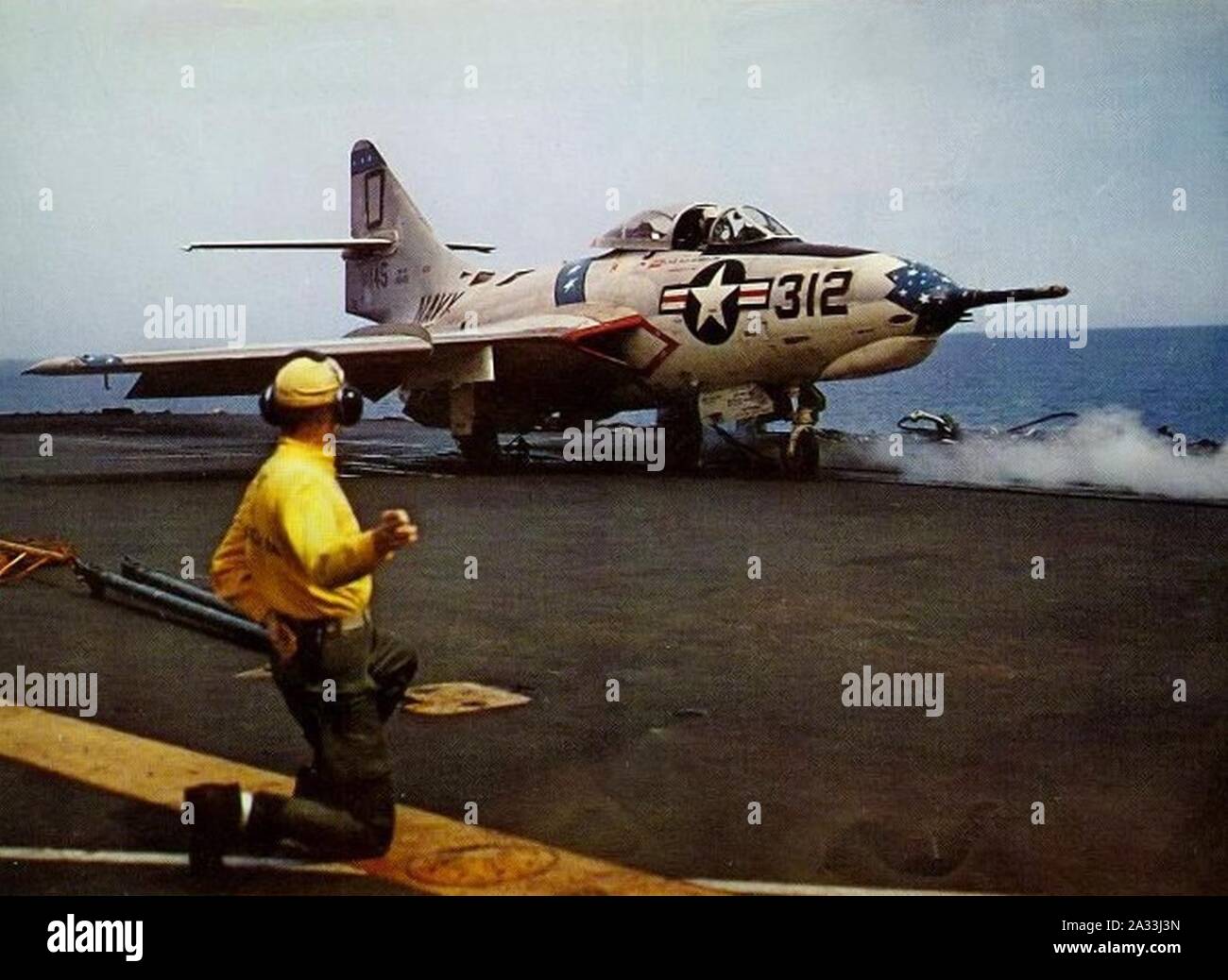 F9F-8 Cougar VA-76 USS Forrestal CVA-59 1957 Stock Photo - Alamy