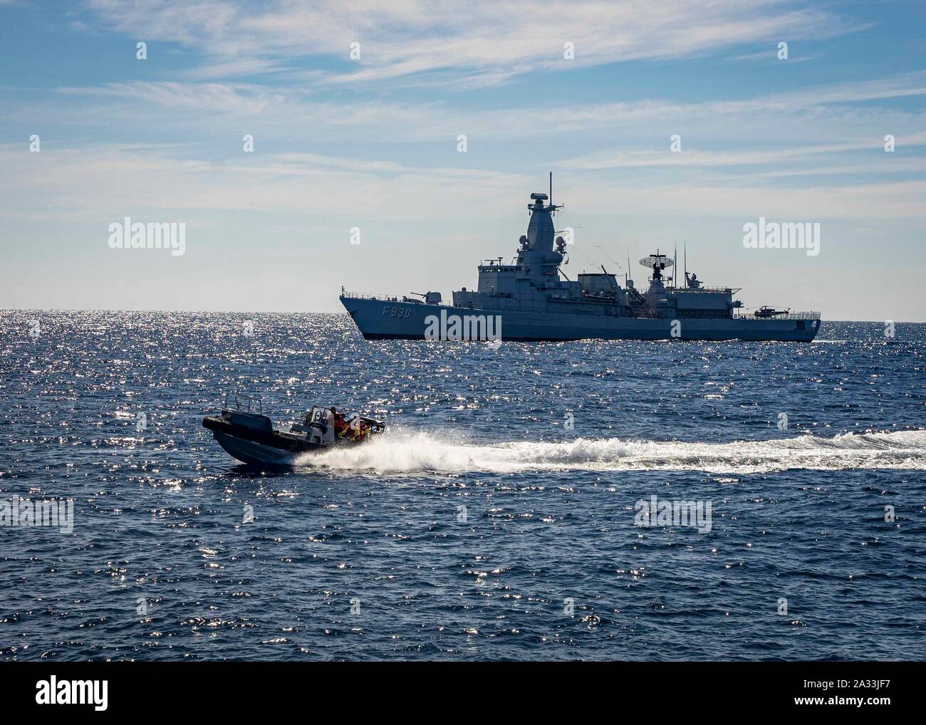 191003-N-UB406-0336 GULF OF CADIZ (Oct. 3, 2019) Sailors from the Royal ...