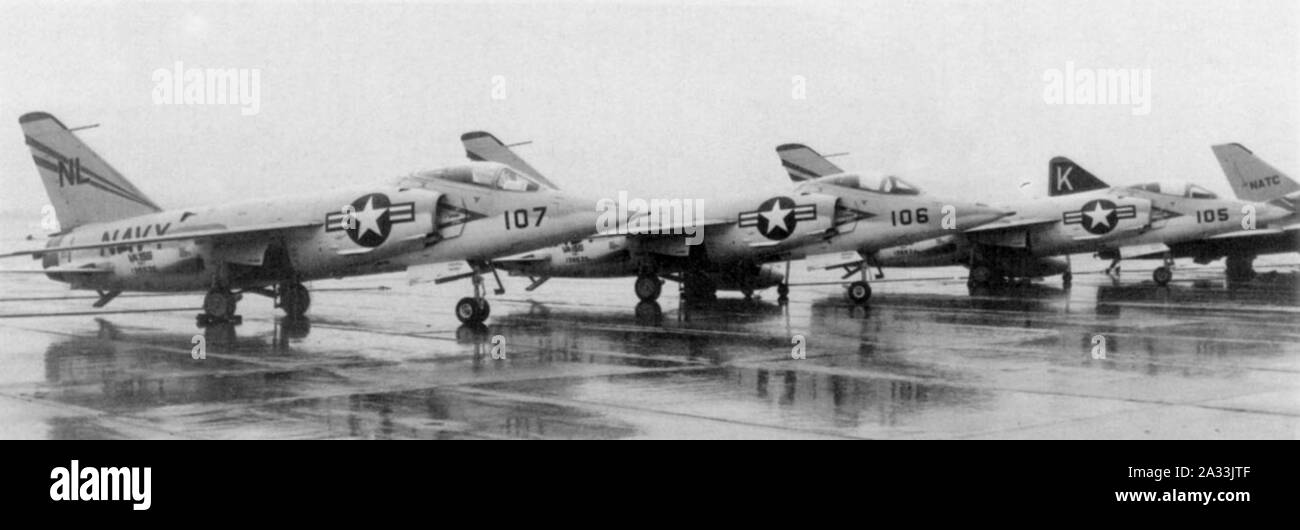 F11F-1 Tigers VA-156 parked c1956 Stock Photo - Alamy