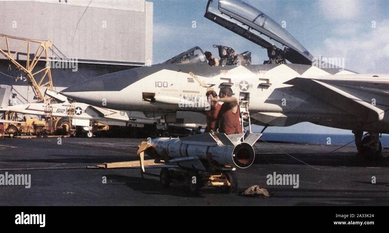 F-14A of VF-1 on USS Enterprise (CVN-65) c1976 Stock Photo - Alamy