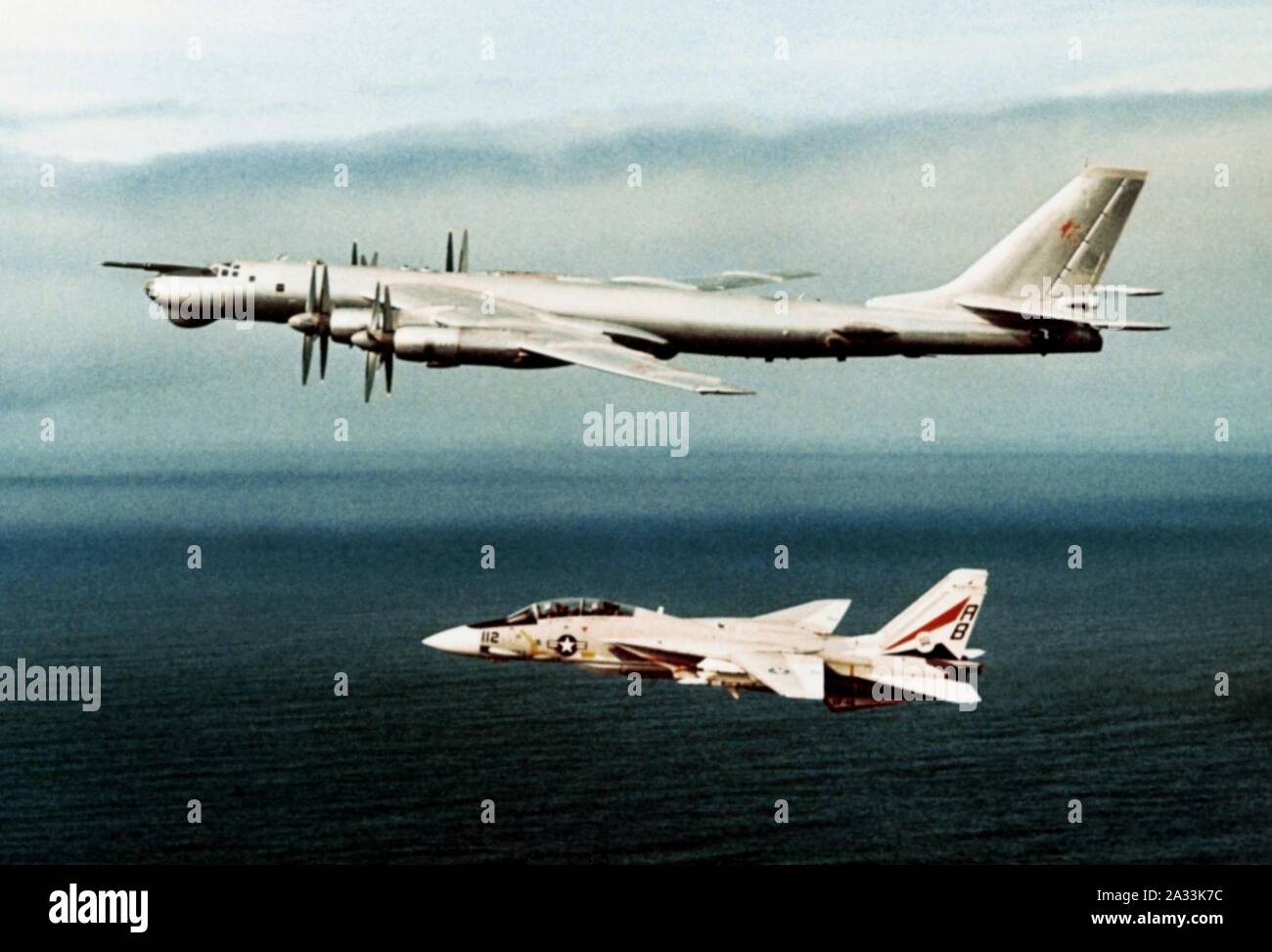 F-14A VF-14 intercepts Tu-95 1977 Stock Photo - Alamy