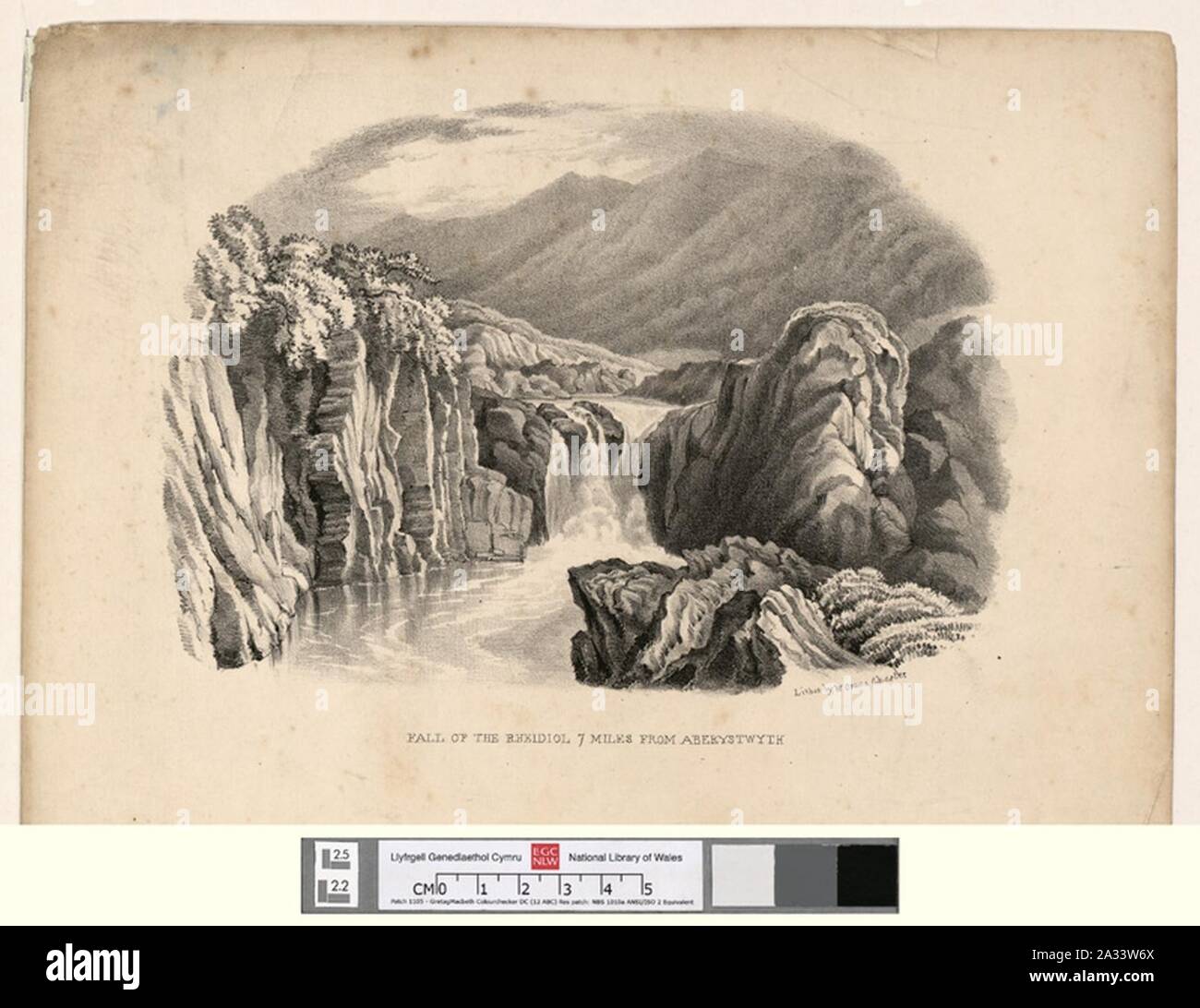 Fall of the Rheidiol 7 miles from Aberystwyth - lithos by W. Crane ...