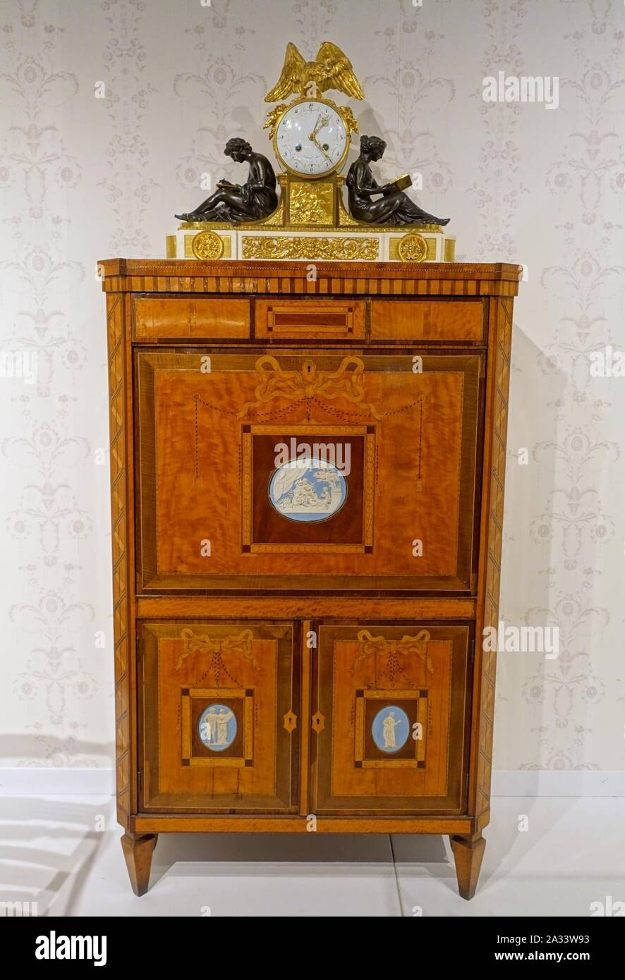 Fall-front secretary, possibly Amsterdam, 1775-1795, oak veneered with ...