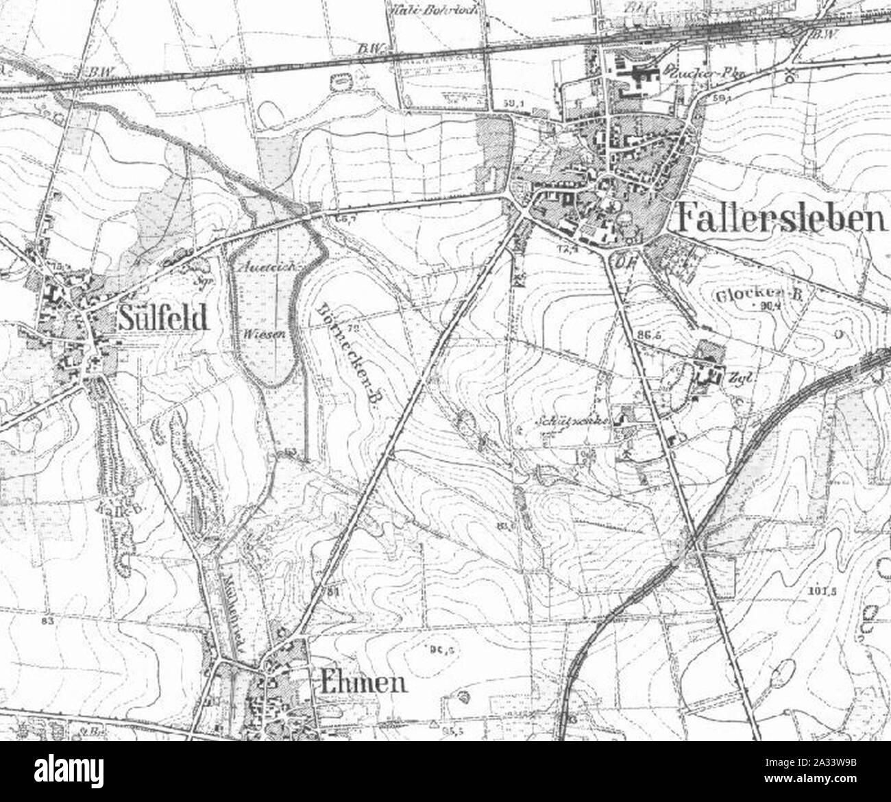 Fallersleben Karte von 1892 Stock Photo - Alamy