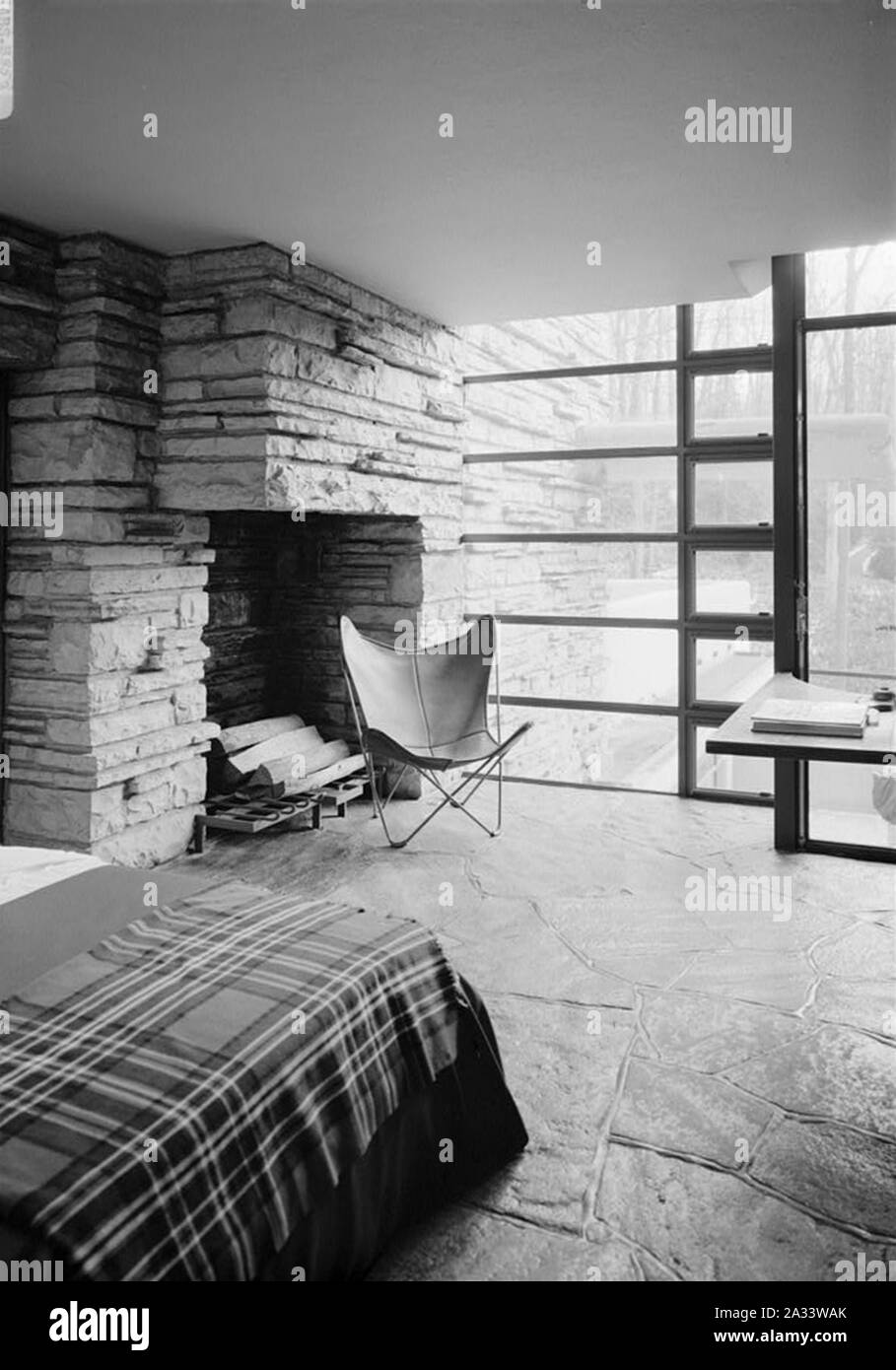 Fallingwater Dressing Room fireplace Stock Photo - Alamy
