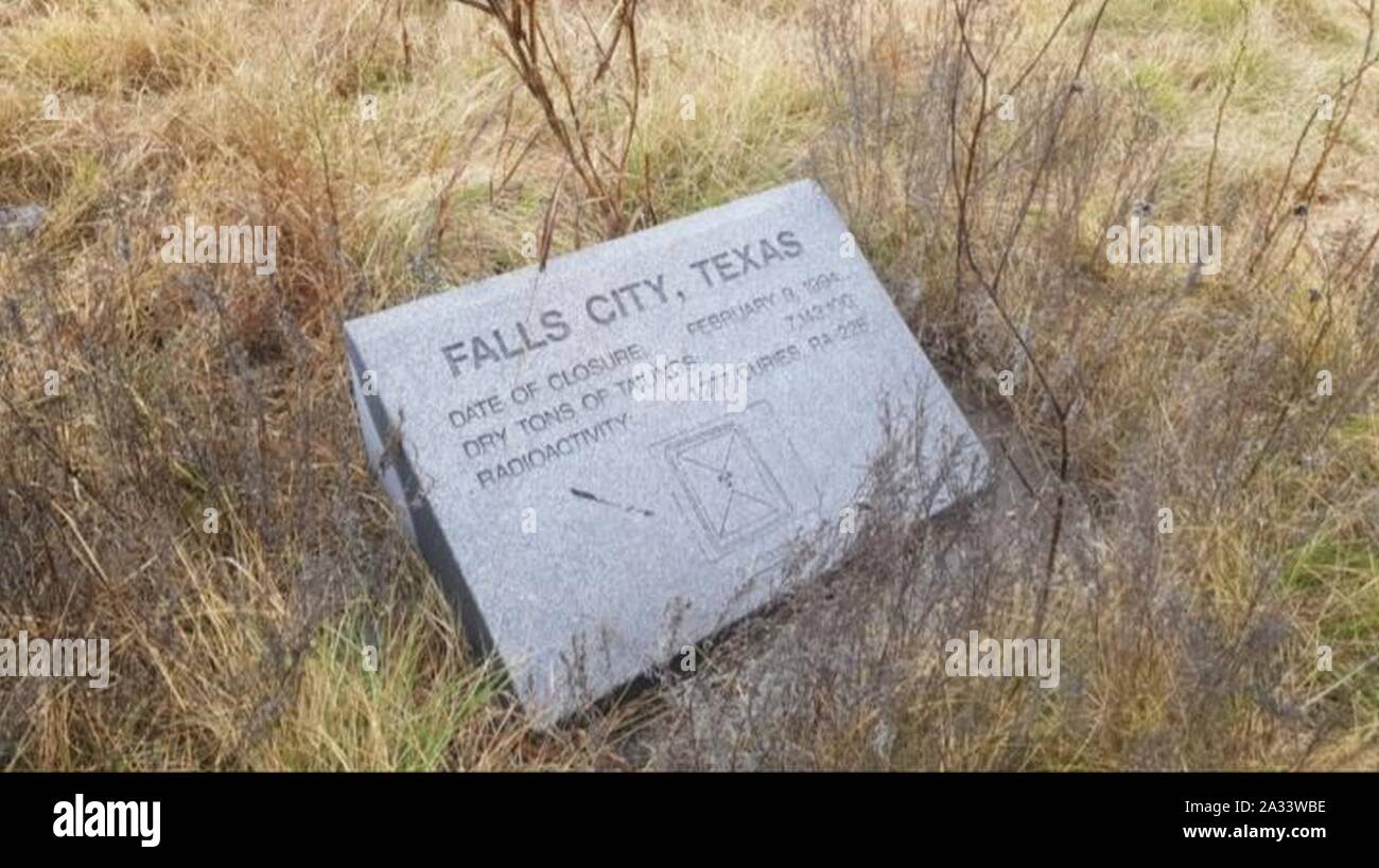 Falls city site granite site marker Stock Photo - Alamy