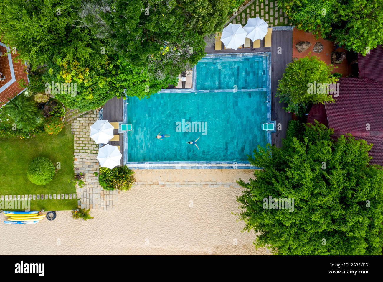 Beautiful aerial view of luxury summer swimming pool Stock Photo - Alamy