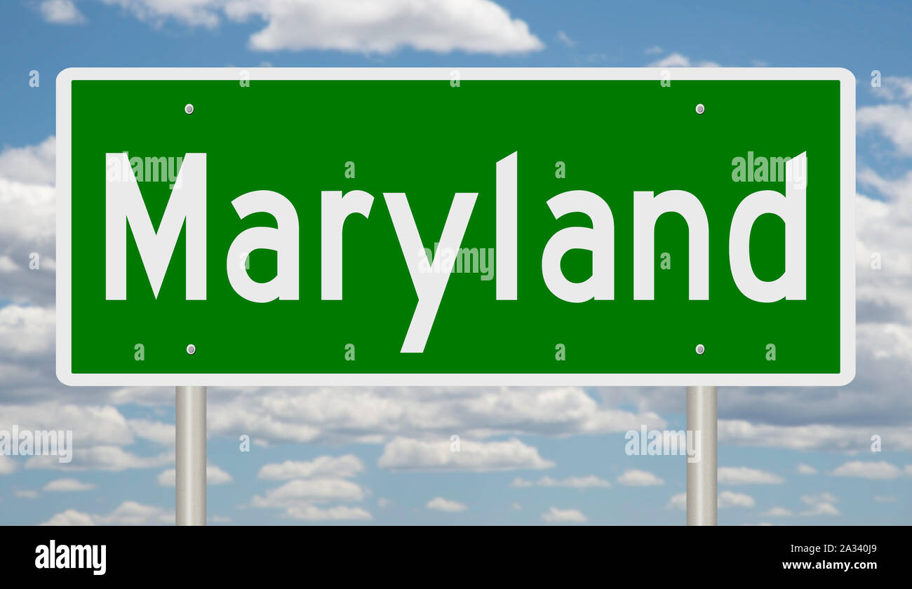 Rendering of a green 3d highway sign for Maryland Stock Photo - Alamy