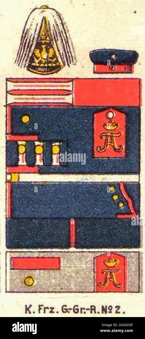 Farbschema der Uniform Kaiser Franz Garde-Grenadier-Regiment Nr. 2 Die ...