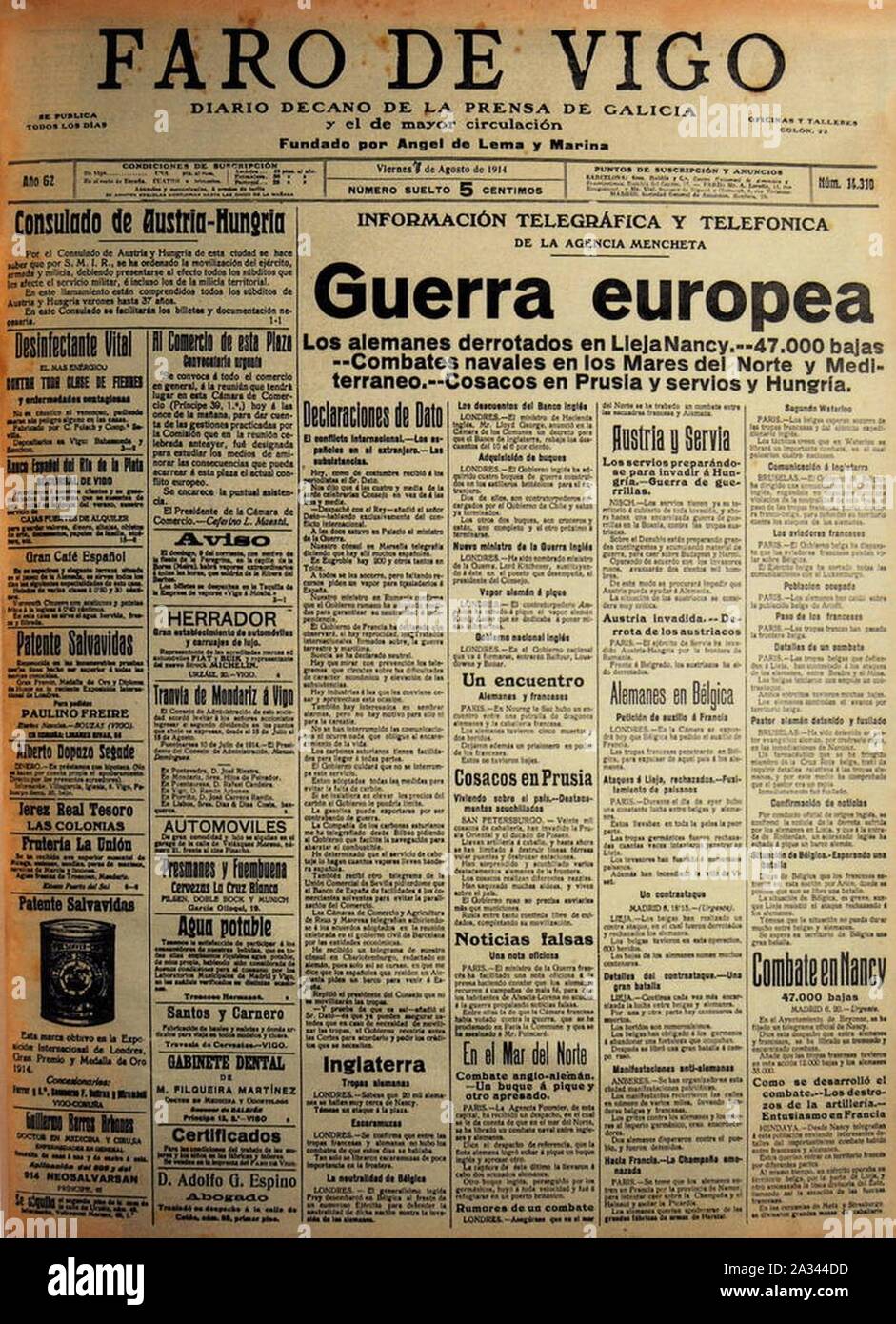 Faro de Vigo, 1914, agosto Stock Photo - Alamy