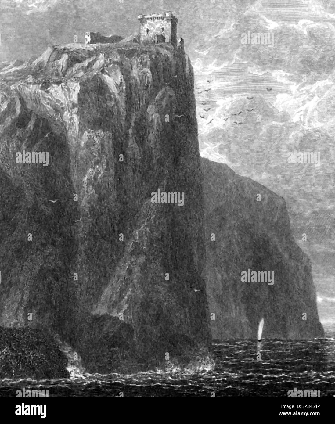 Fast Castle engraving by William Miller after Rev J Thomson cropped ...