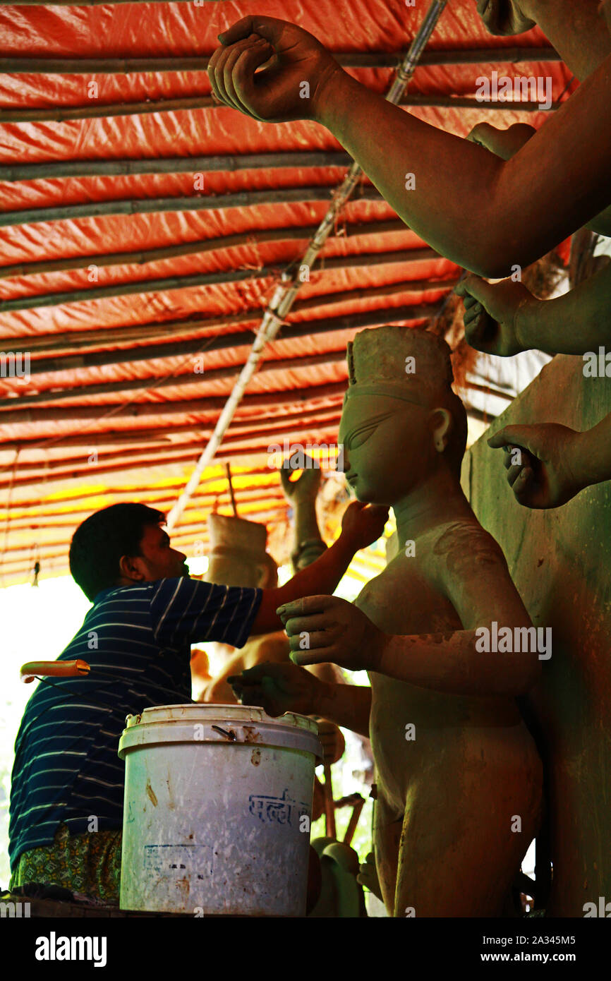 Durga Idol Making Stock Photo - Alamy