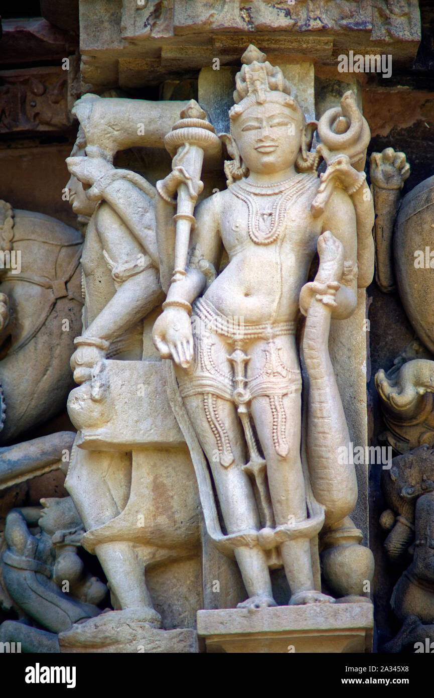 Carving of Hindu god and goddesses Stock Photo - Alamy
