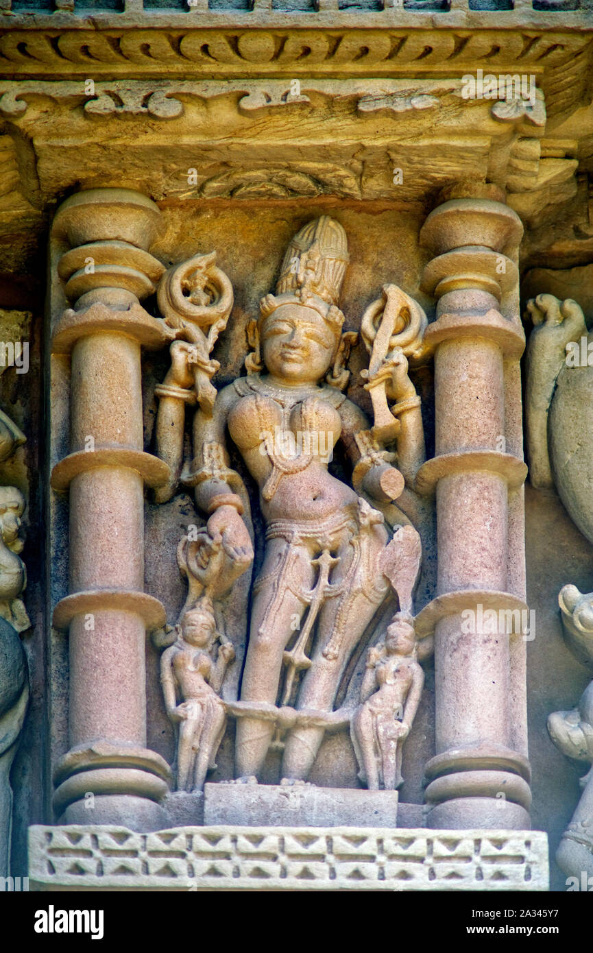 Carving of Hindu god and goddesses Stock Photo - Alamy