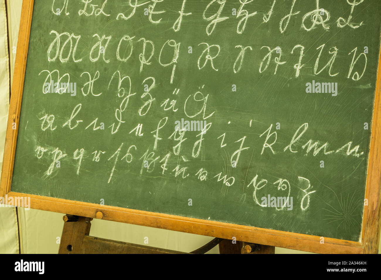 Old blackboard with old alphabet Stock Photo - Alamy
