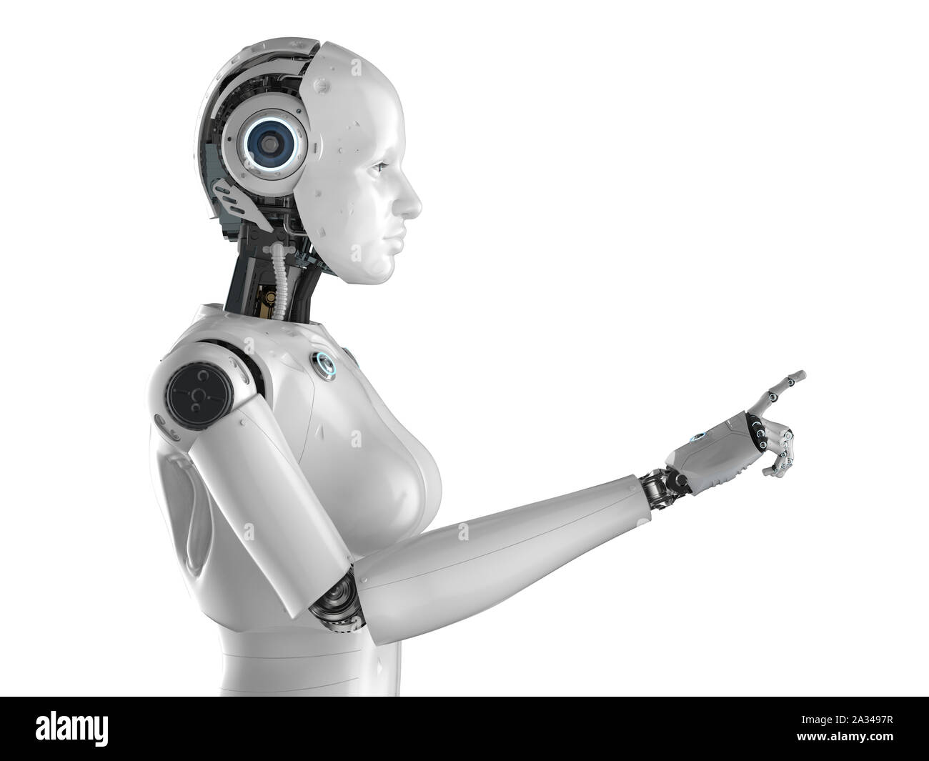 3d rendering female cyborg or robot finger point Stock Photo - Alamy