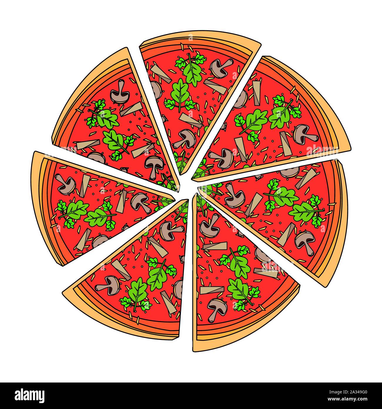 Slices pizza ingredients Stock Vector Images - Alamy