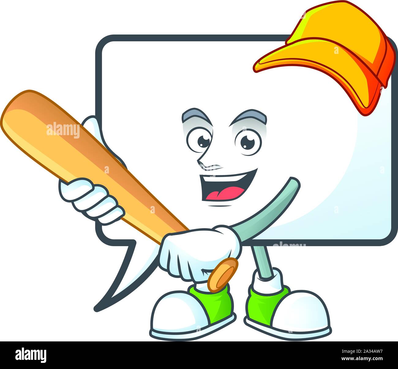 Playing baseball rectangle bubble icon cartoon with mascot Stock Vector ...