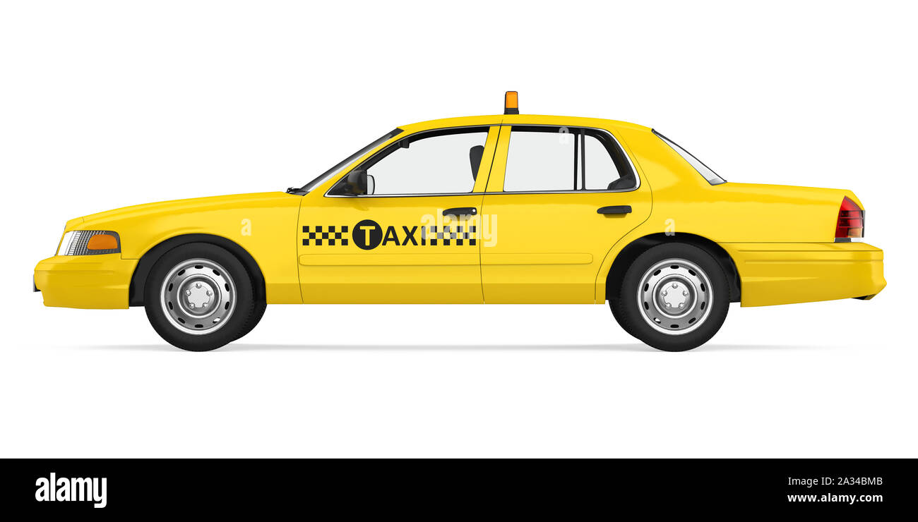 Yellow Taxi Isolated Stock Photo - Alamy