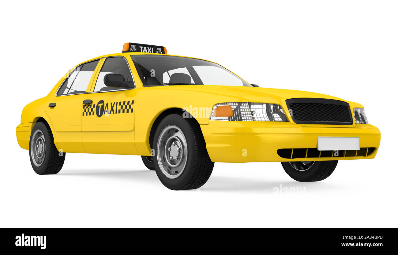 Yellow Taxi Isolated Stock Photo - Alamy