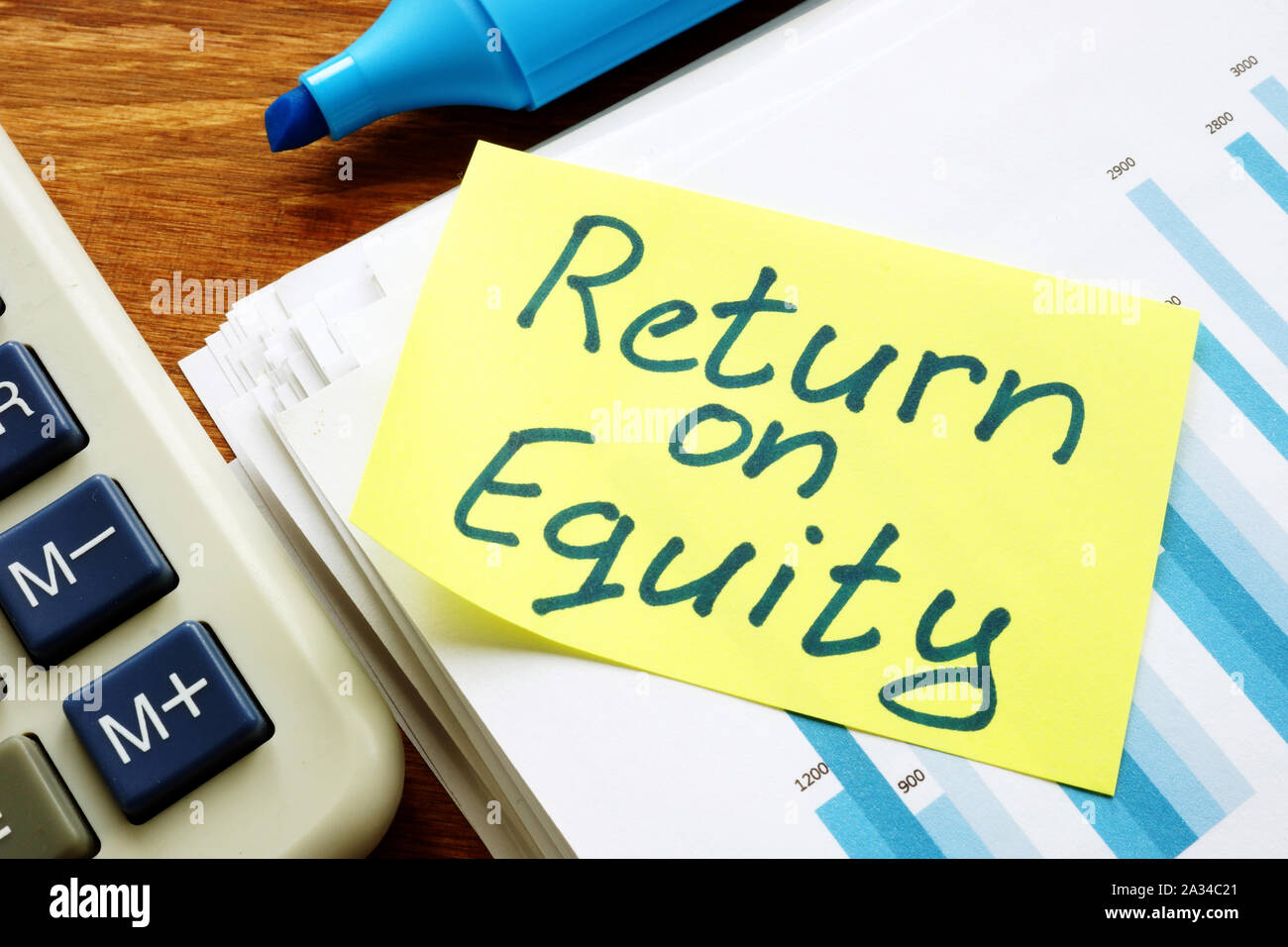 Return on equity inscription and pile of business documents Stock Photo ...