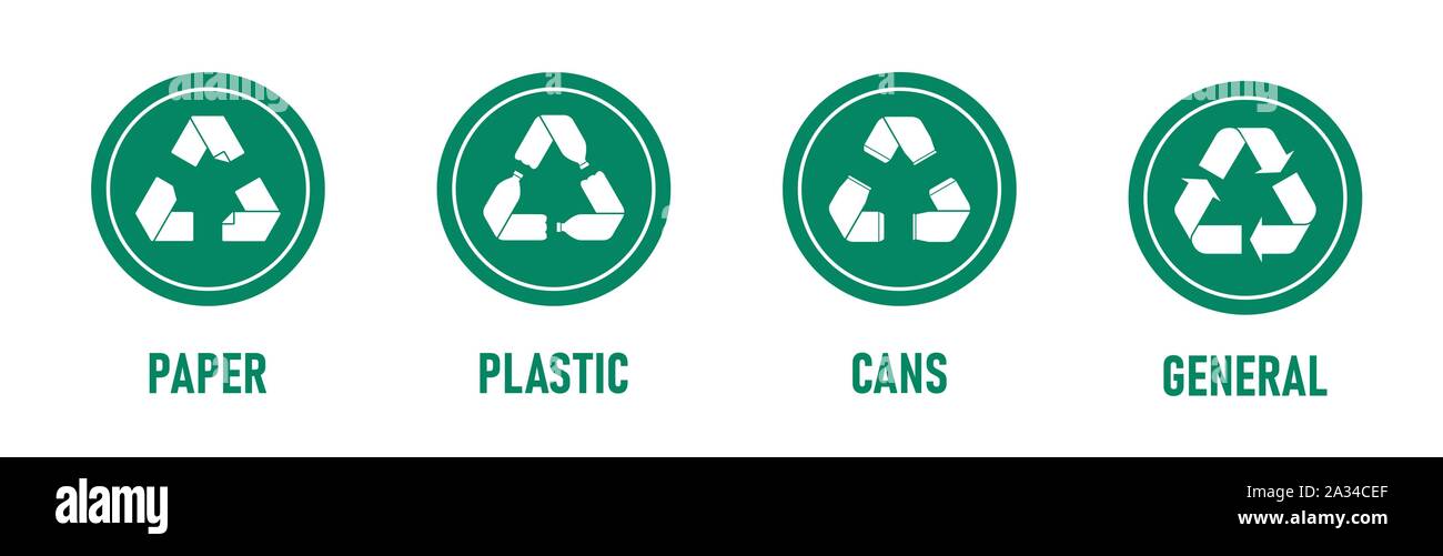 Recycling signs with waste products labels Stock Vector Image & Art - Alamy Recycling signs with waste products labels Stock Vector Image & Art - Alamy