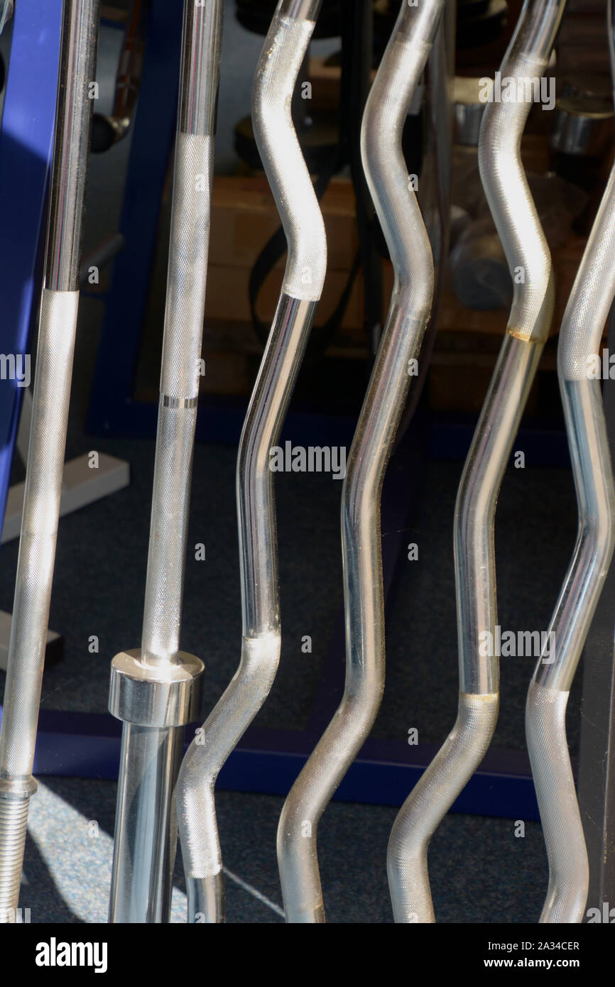 different horizontal rod or lifting bar or grif rod without people ...