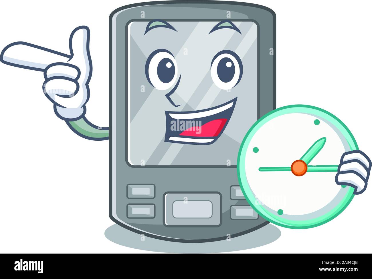 With clock personal digital assistant isolated the cartoon Stock Vector ...