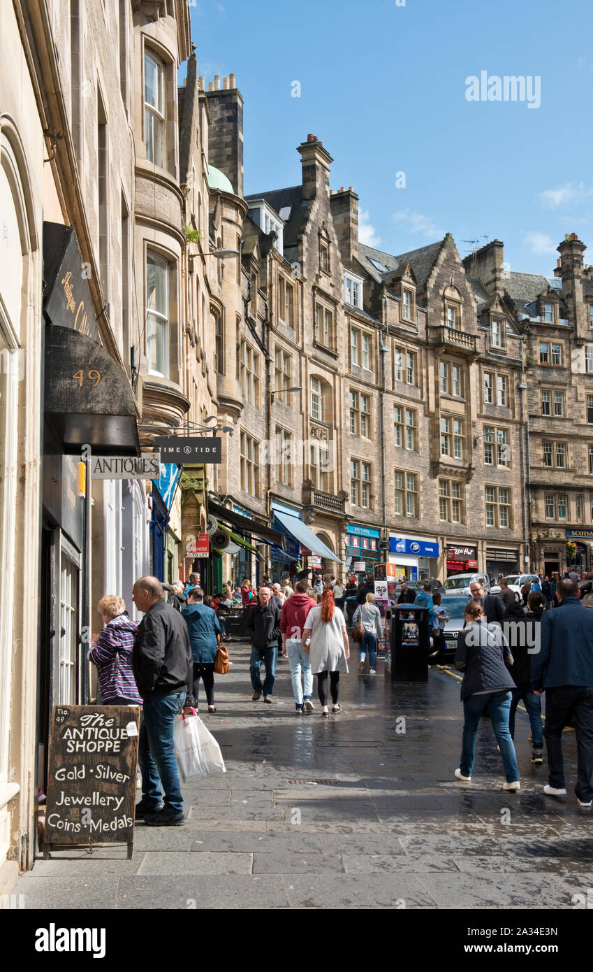 Cockburn Street leading up from the Grassmarket area. Edinburgh city ...