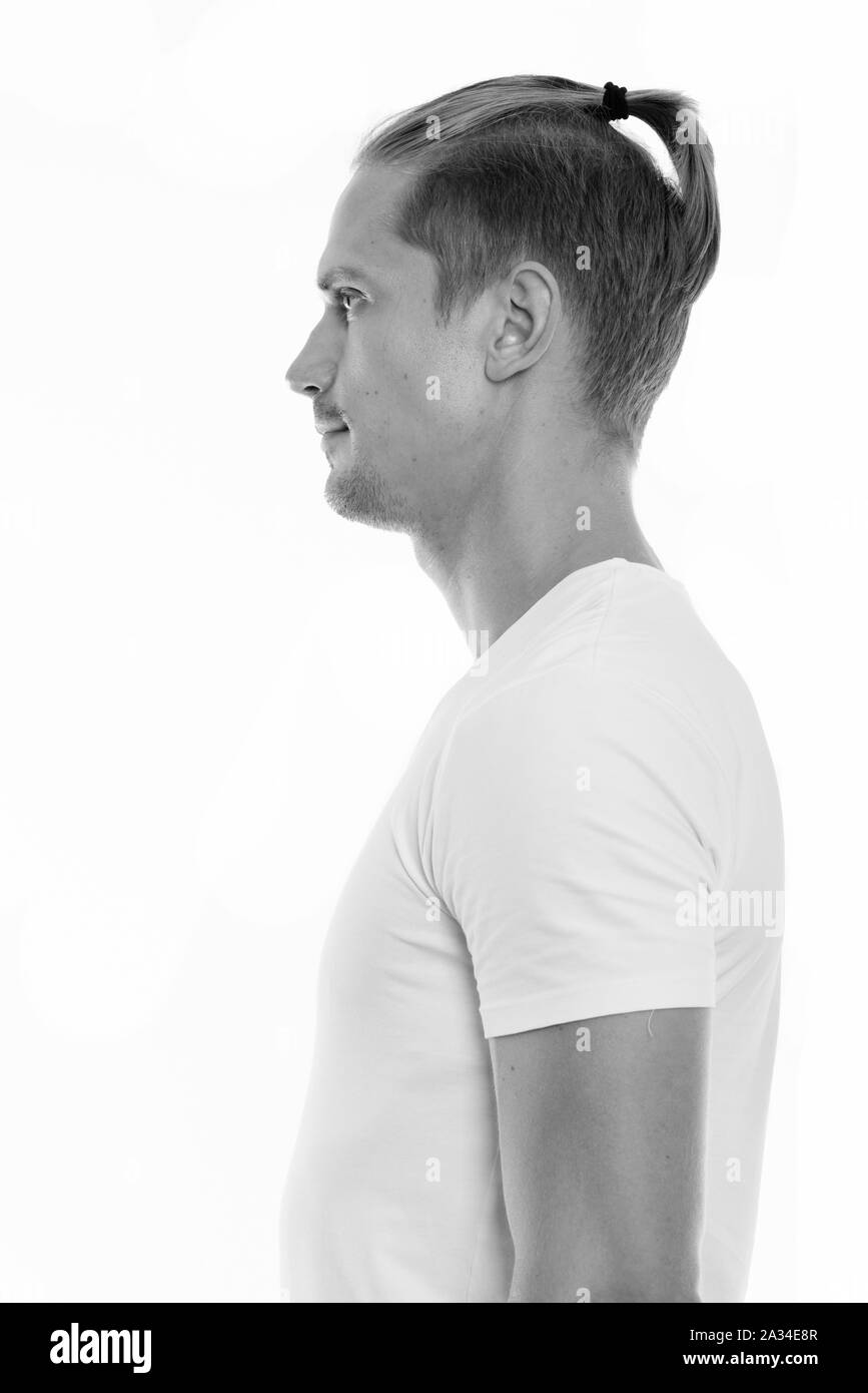 Side profile black model Black and White Stock Photos & Images - Alamy