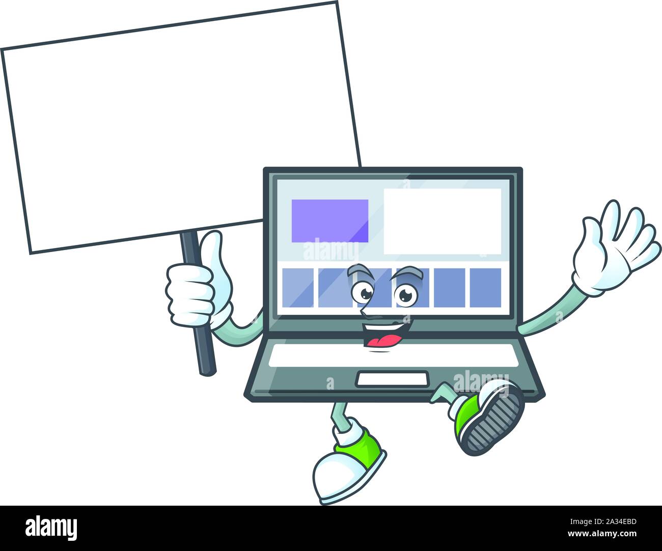 Bring board laptop with a cartoon character style Stock Vector Image ...