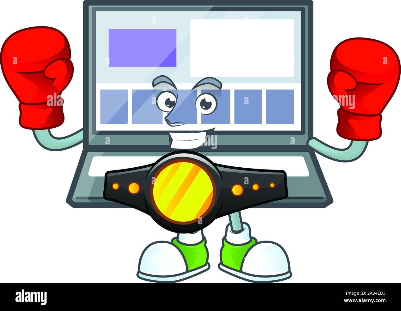 Boxing laptop with a cartoon character style Stock Vector Image & Art ...