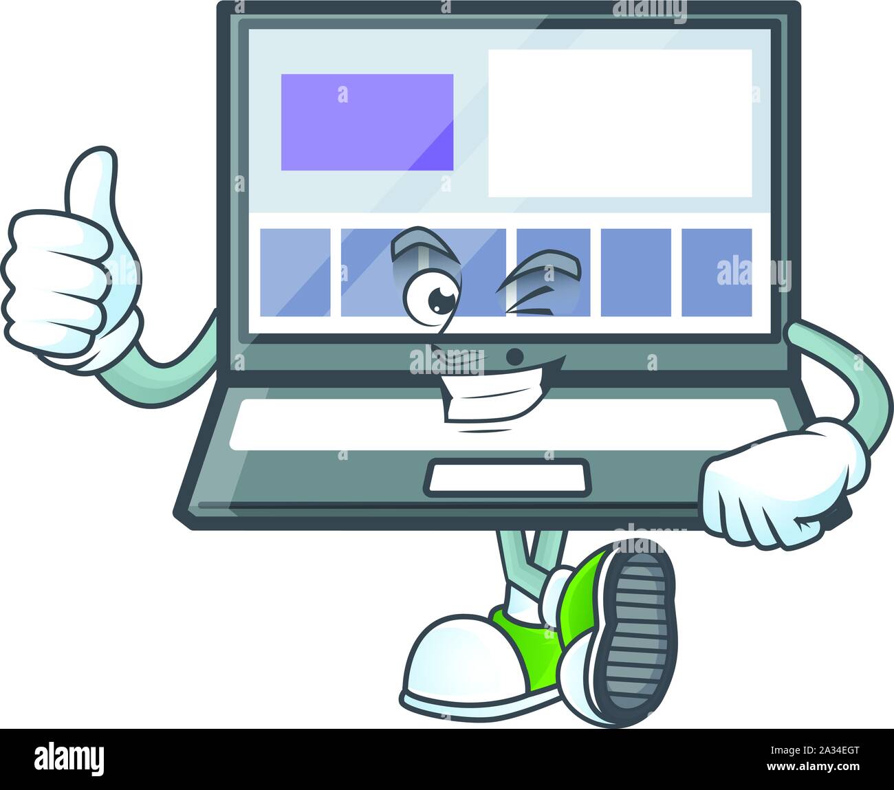 Thumbs up technology laptop with character mascot shape Stock Vector ...