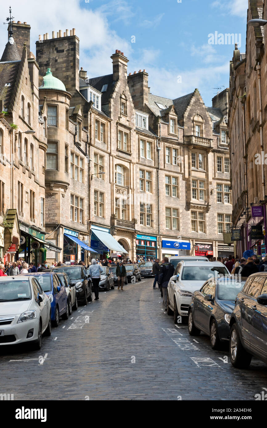 Cockburn Street leading up from the Grassmarket area. Edinburgh city ...