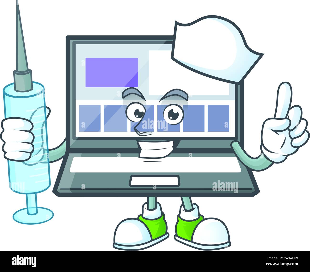 Nurse technology laptop with character mascot shape Stock Vector Image ...