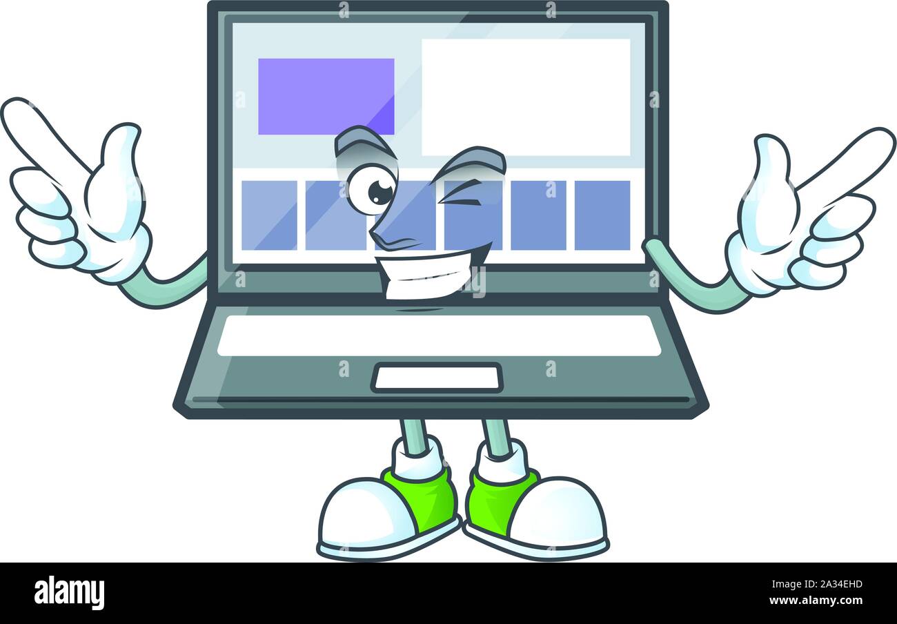 Wink technology laptop with character mascot shape Stock Vector Image ...